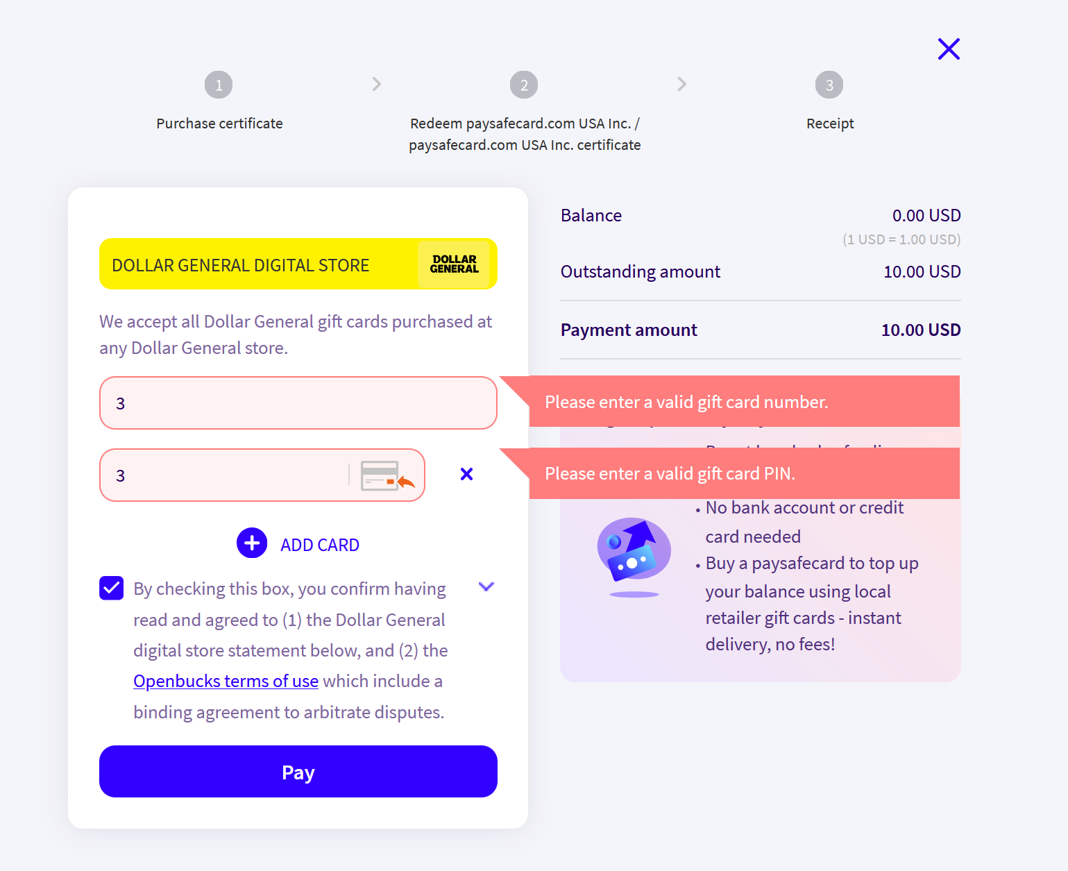 Why is my branded gift card code invalid?